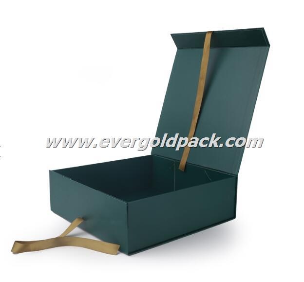 Magnetic Folding Gift Cardboard Box With Ribbon Closure
